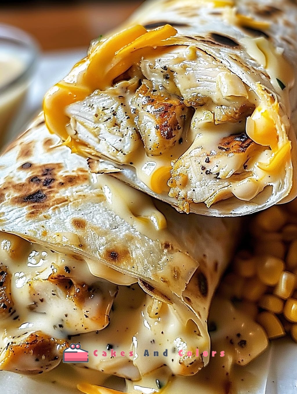 Cheesy Garlic Chicken Wraps - Cakes And Colors